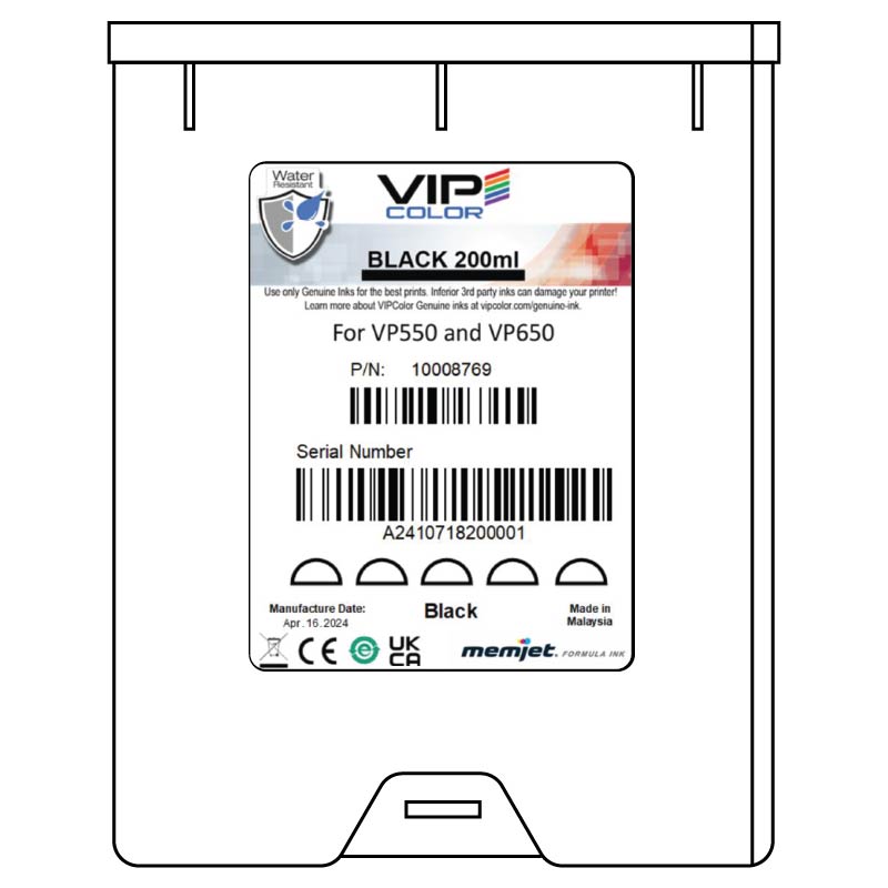 Ink Tank VP550/VP650 DA-W 200ml Black - VIPColor Technologies