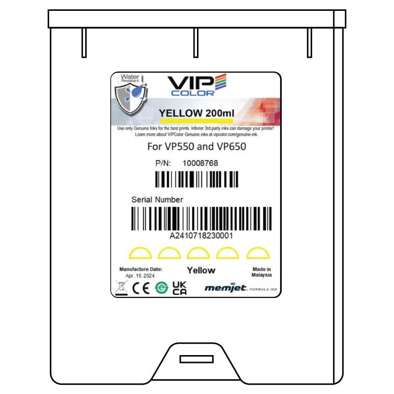 Ink Tank VP550/VP650 DA-W 200ml Yellow - VIPColor Technologies