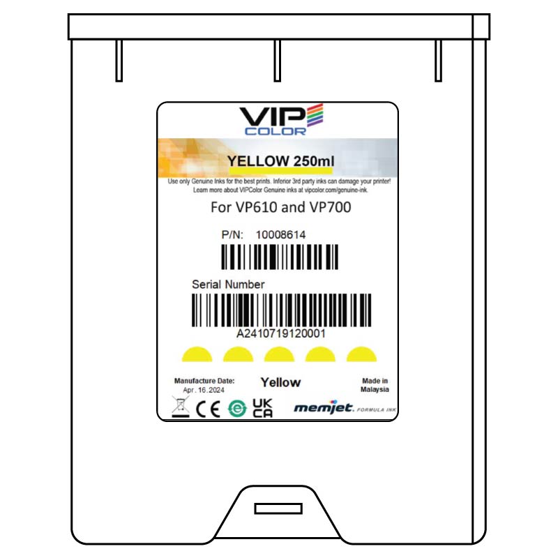 Ink Tank VP610/VP700 DA 250ml Yellow - VIPColor Technologies