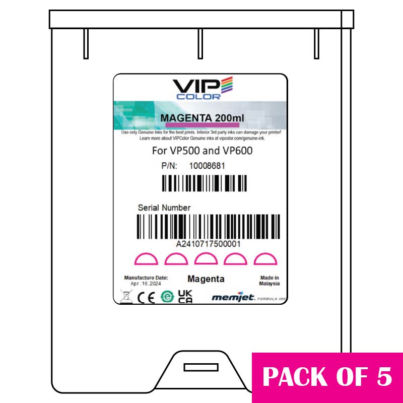 Ink Cartridge M (Magenta) MOQ Pack VP500/VP600 - VIPColor Technologies